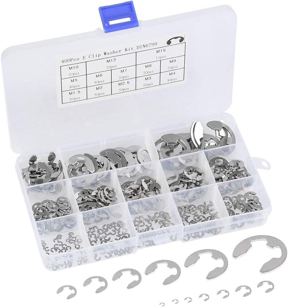 [400Pcs] E-Clip C Clips Circlip Ring 13 Sizes External 304 Stainless ...
