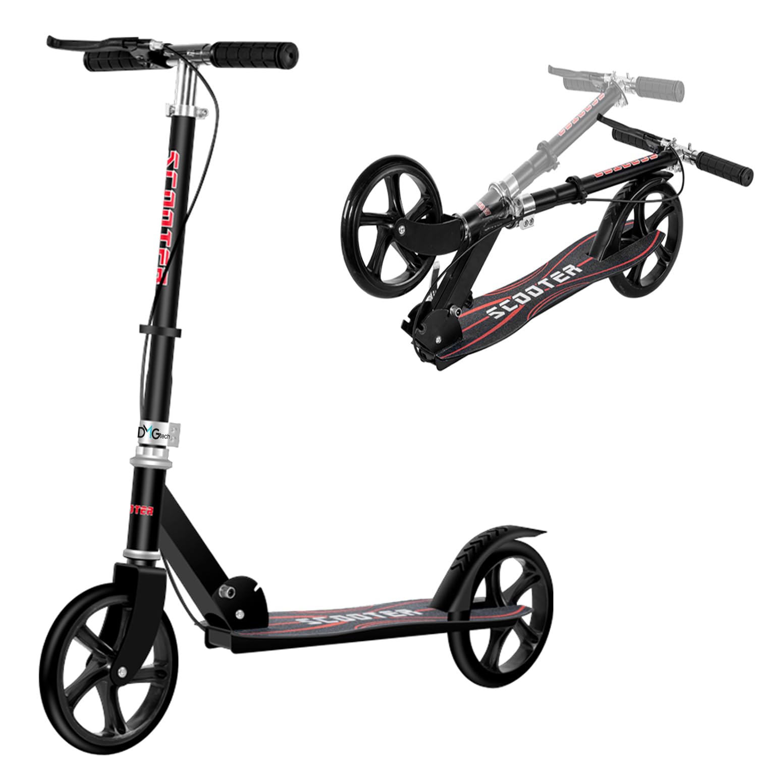 DMG TECH Adult Scooter, Foldable Scooter, with Disc Brakes, Double ...