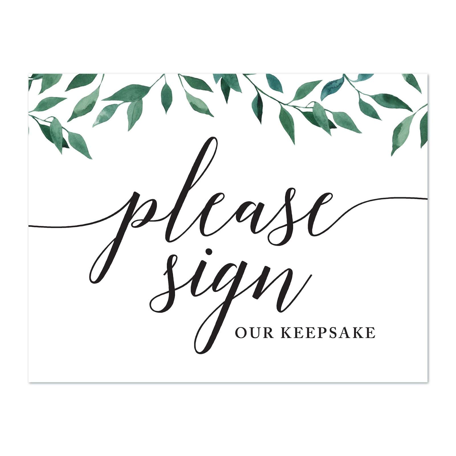 Amazon.com: Andaz Press Wedding Party Signs, Natural Greenery Green ...