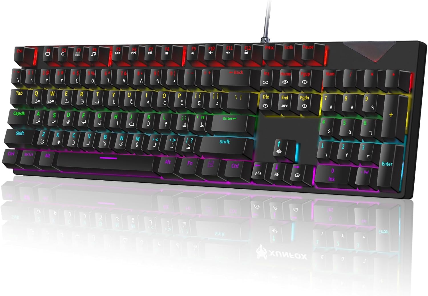 ALASAMCO English Arabic Mechanical Gaming Keyboard with LED Backlit ...