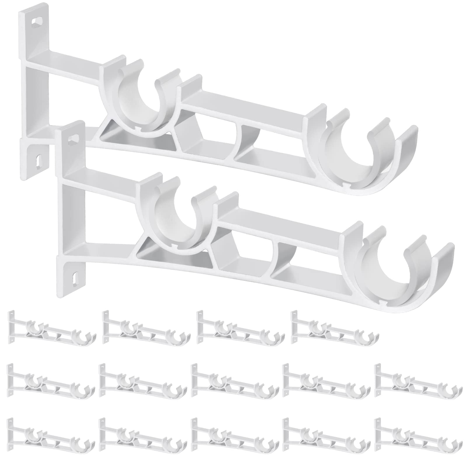 Snapklik.com : Double Curtain Brackets, 16 Pack Rod Holders