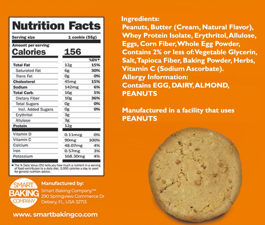 Smart Baking Co. Galletas de mantequilla de maní sin gluten (paquete de ...