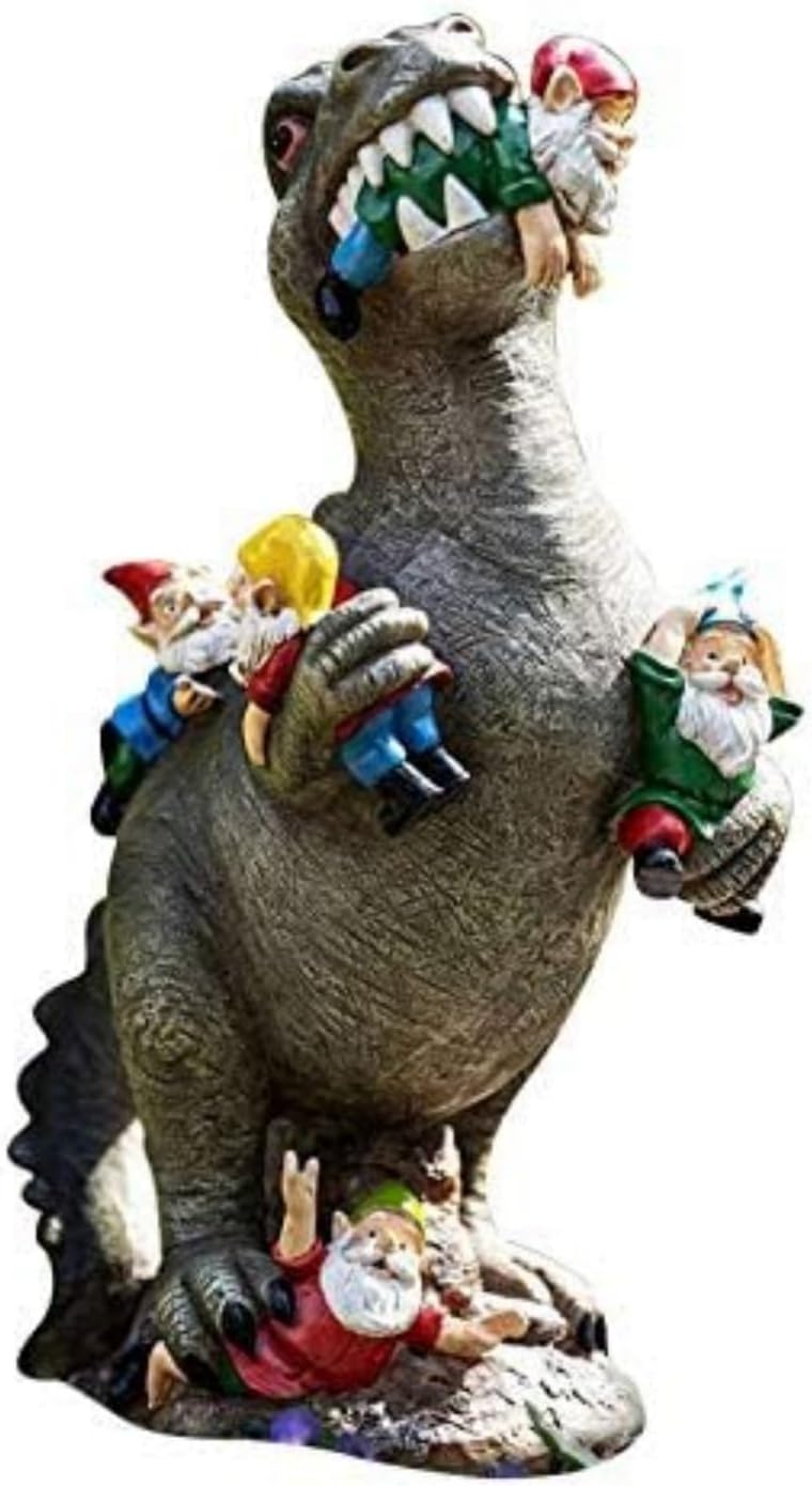 The Great Garden Gnome Massacre, Dinosaur Eating Gnomes Garden Ornament ...