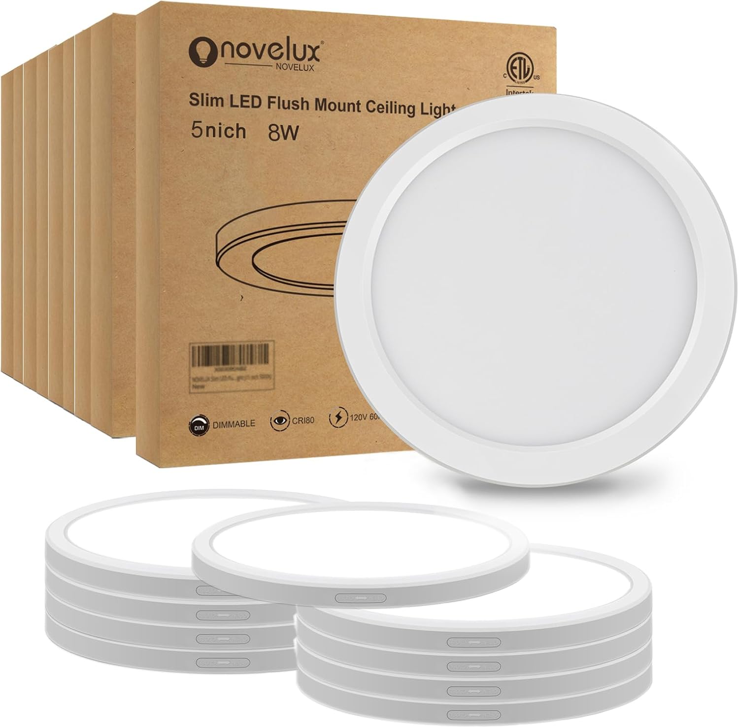 NOVELUX ETL Certified 5.4Inch Flush Mount Ceiling Light Dimmable, 5000K ...