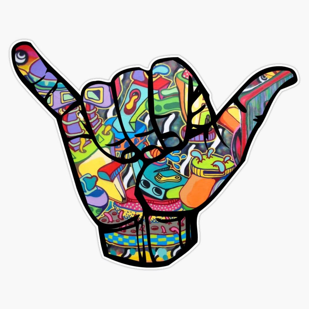 Amazon.com - Aloha/Shaka Hand Hawaiian Surfing Vinyl Sticker Waterproof ...