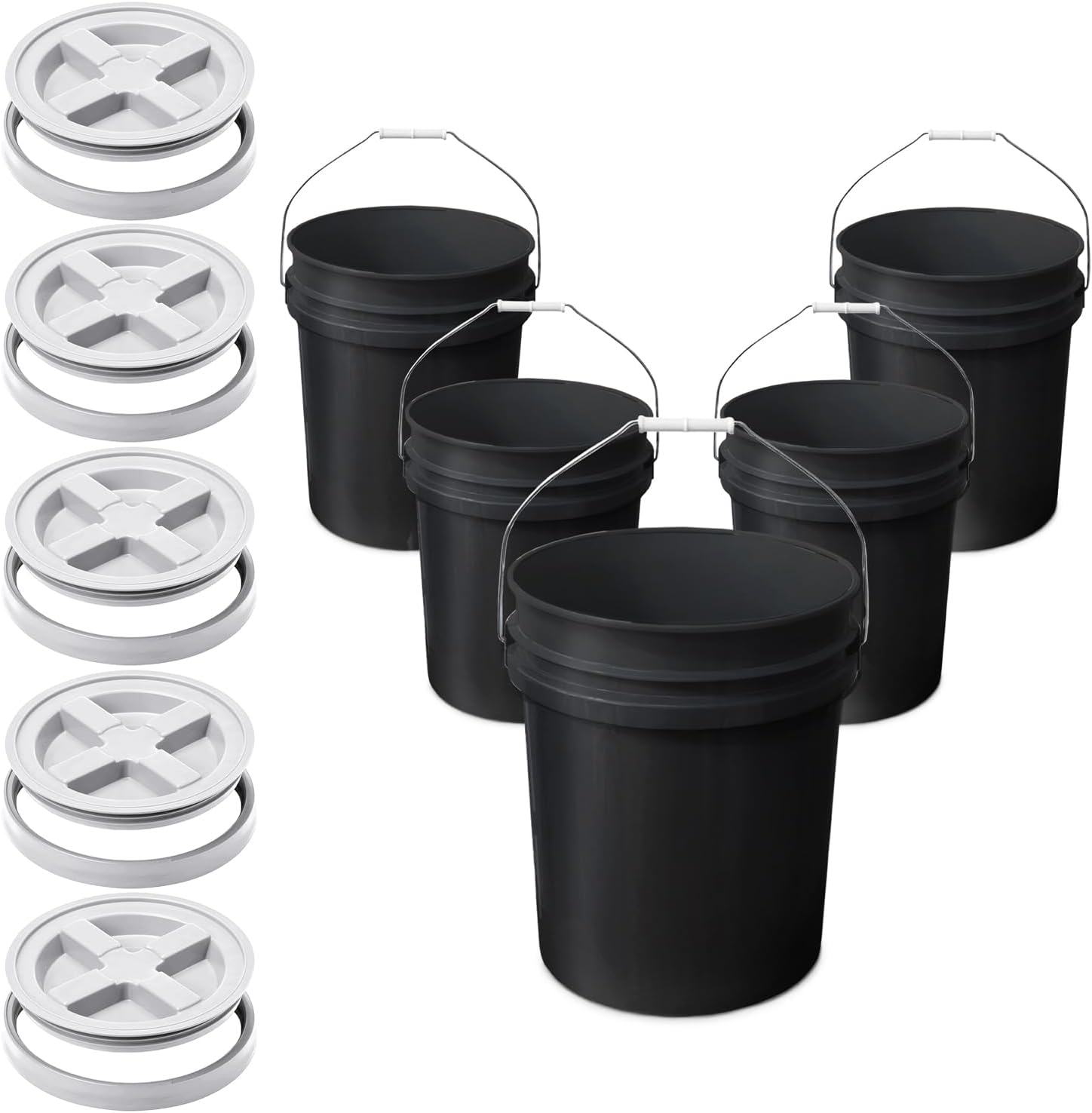 Amazon.com: 5-Gallon Black Bucket Pail with Gamma Seal Screw on ...