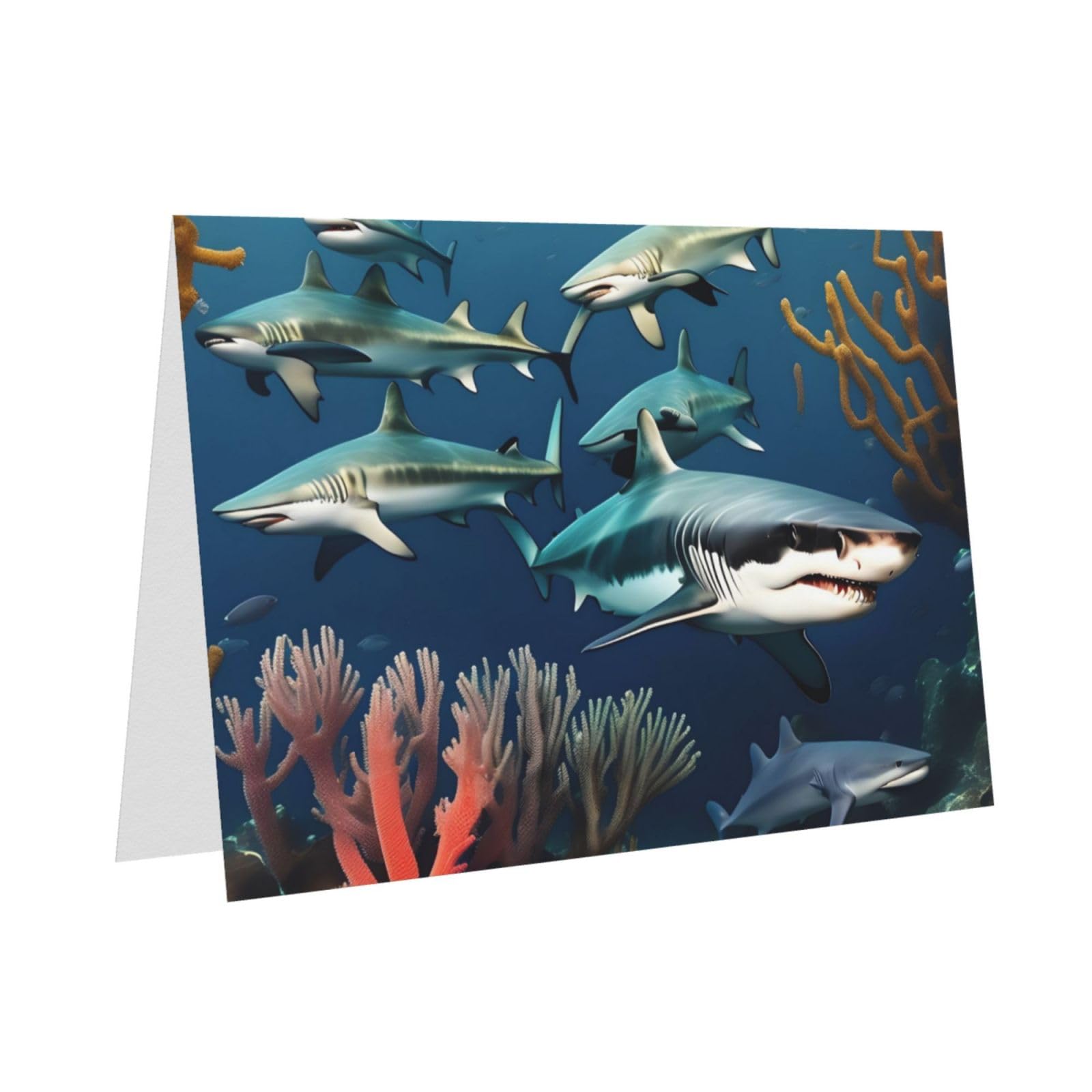 Snapklik.com : Sharks Under The Sea Blank Greeting Cards