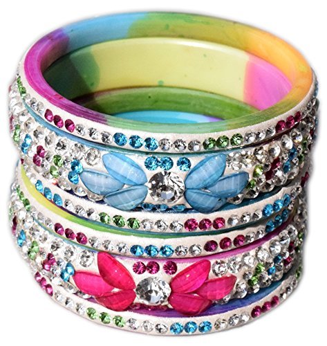 JaypurStore Colorful Seep Bangles Set For Women With Multi-Color Stone ...