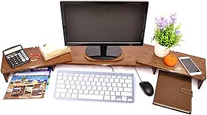 Amazon.com: Sundale Bamboo Wood Monitor Stand Computer Riser with 3 ...