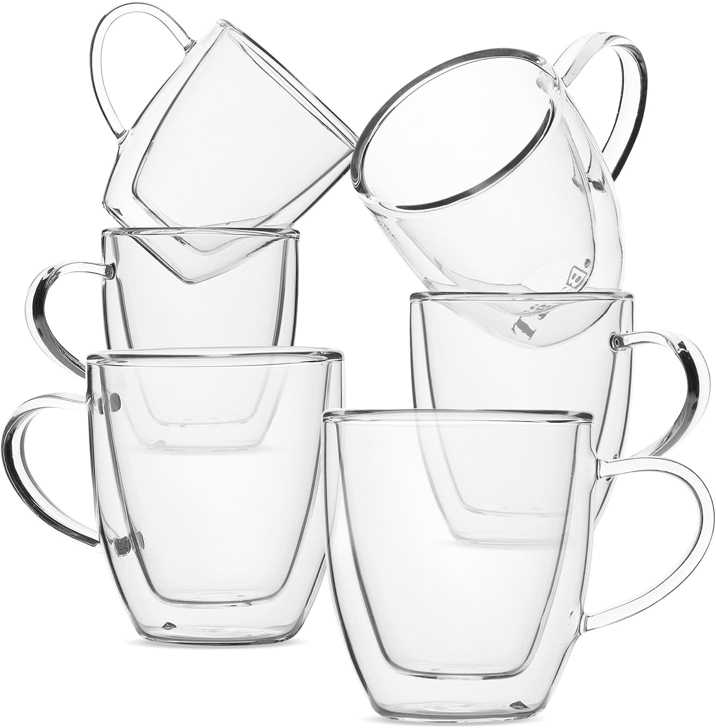 Amazon.com | BTaT- Double Wall Glass Coffee Mugs, 16 oz, Set of 6 ...