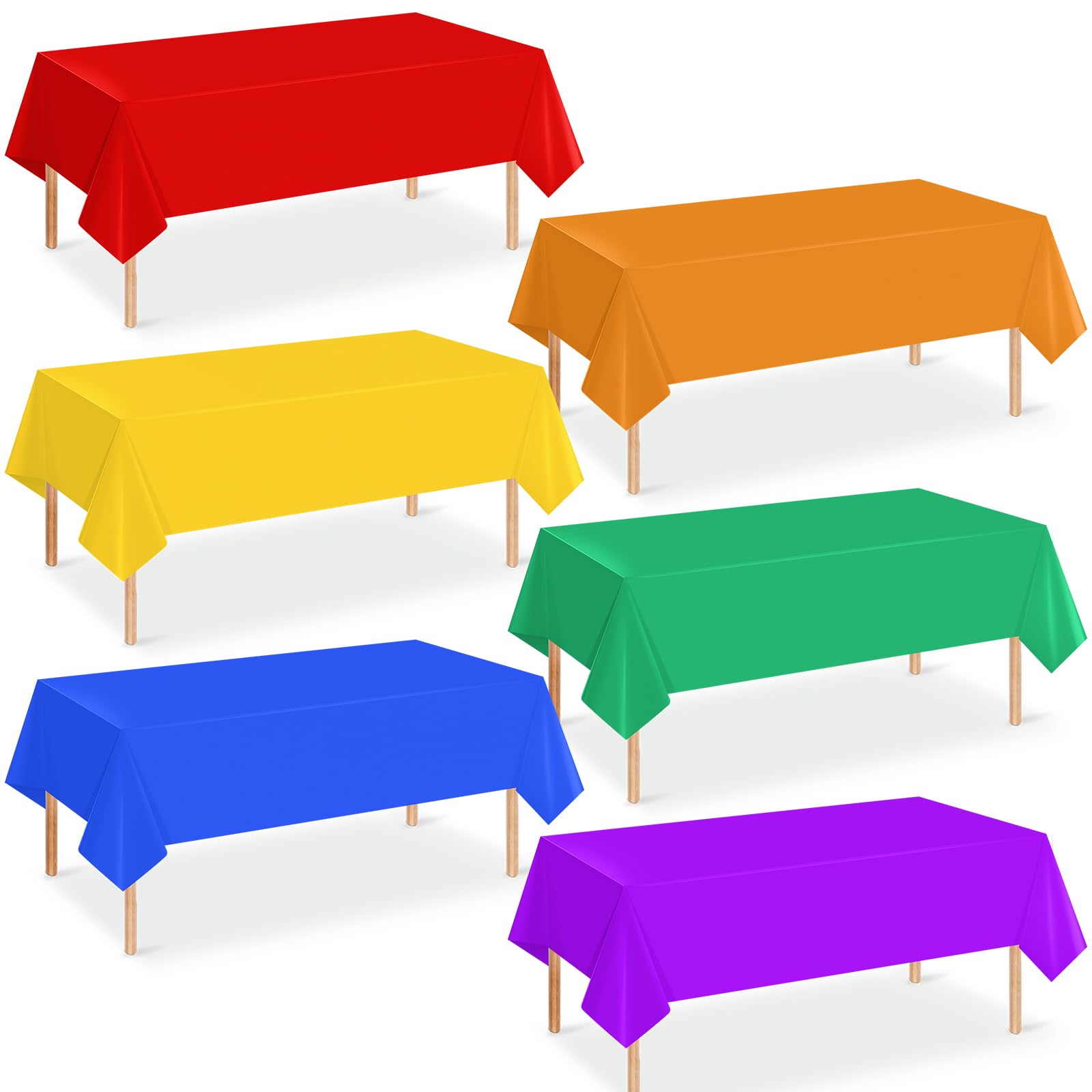 Amazon.com: 6 Pack 6 Color Rainbow Theme Tablecloth Assorted Color ...