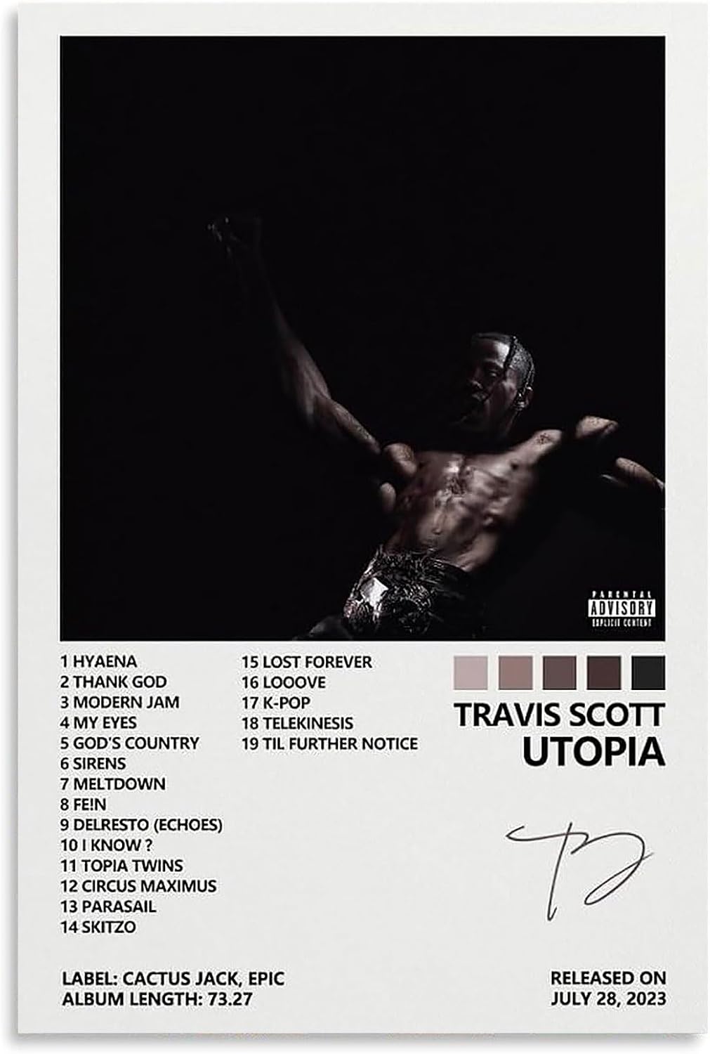 Amazon.com: Travis Poster Scott Utopia Album Cover Posters For Bedroom ...