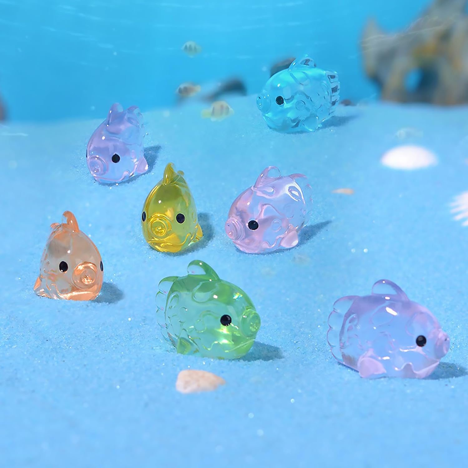 Amazon.com : Exasinine 60 Pcs Cute Mini Fish Resin Miniature ...