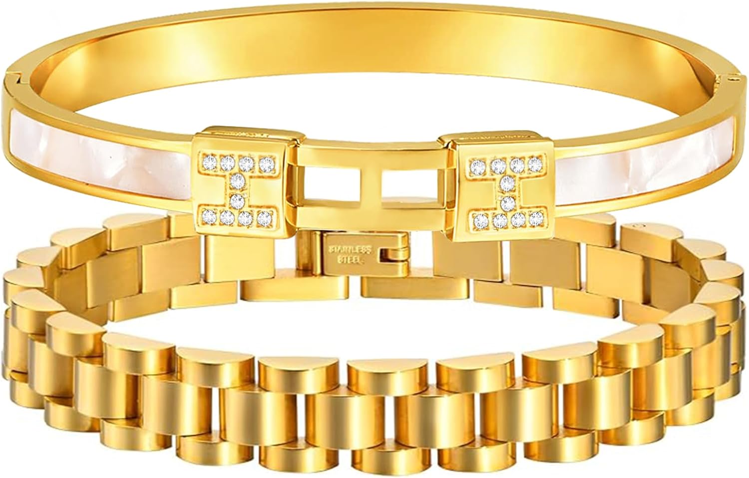 Amazon.com: 18K Gold Plated H Shape Bracelet Set Letter H Shape ...