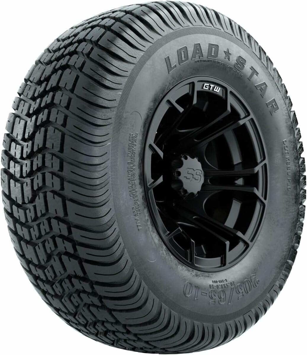 Amazon.com: GTW 10 Inch Golf Cart Wheels and Tires Combo | GTW Spyder Matte Black Wheels on 205/ ...