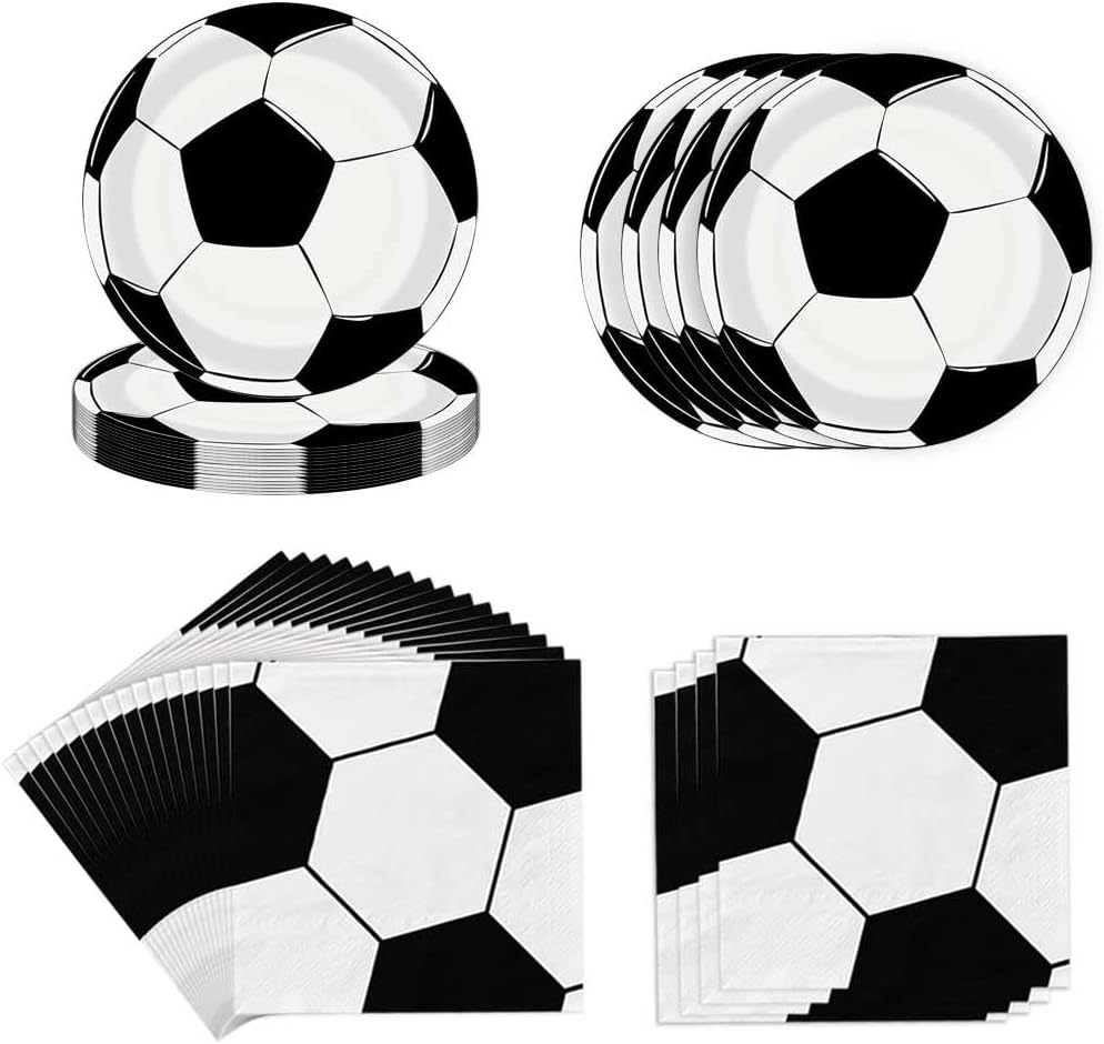 Amazon.com: 96pcs Soccer Party Supplies Soccer Plates and Napkins ...