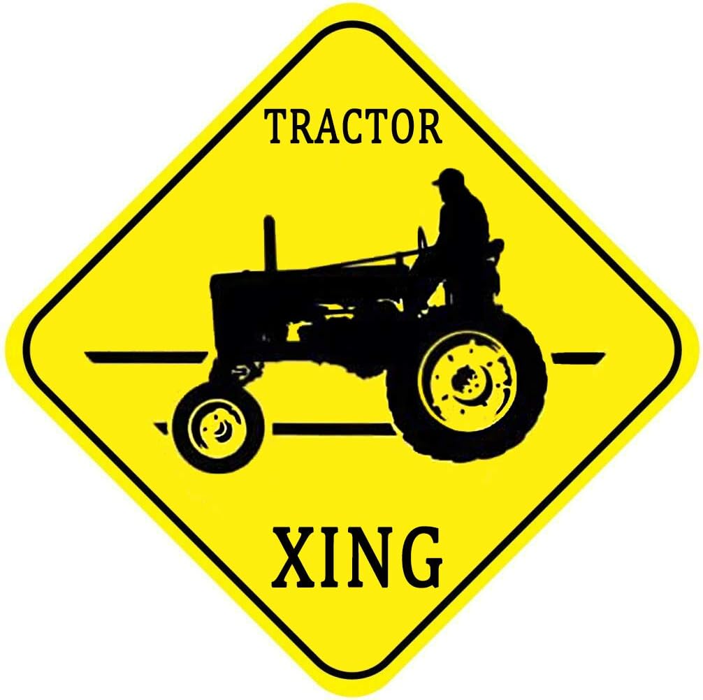 Amazon.com: New Metal Tin Sign Tractor Xing Caution Crossing Sign Farm ...