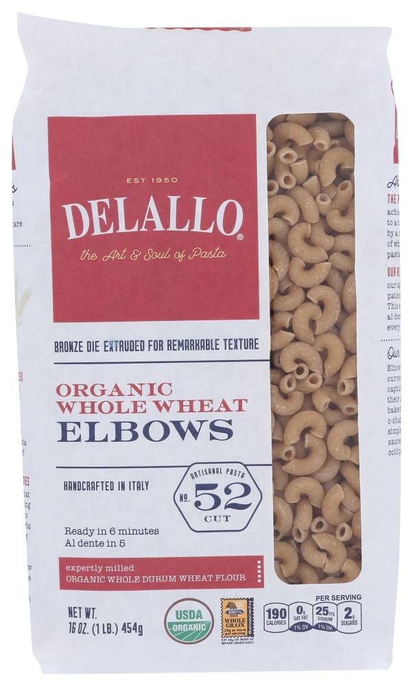 Snapklik.com : DeLallo, Elbows No. 52, 100% Organic Whole Wheat Pasta ...