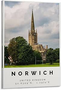 Amazon.com: Norwich Print Wall Art Colorful Poster Travel Photography ...