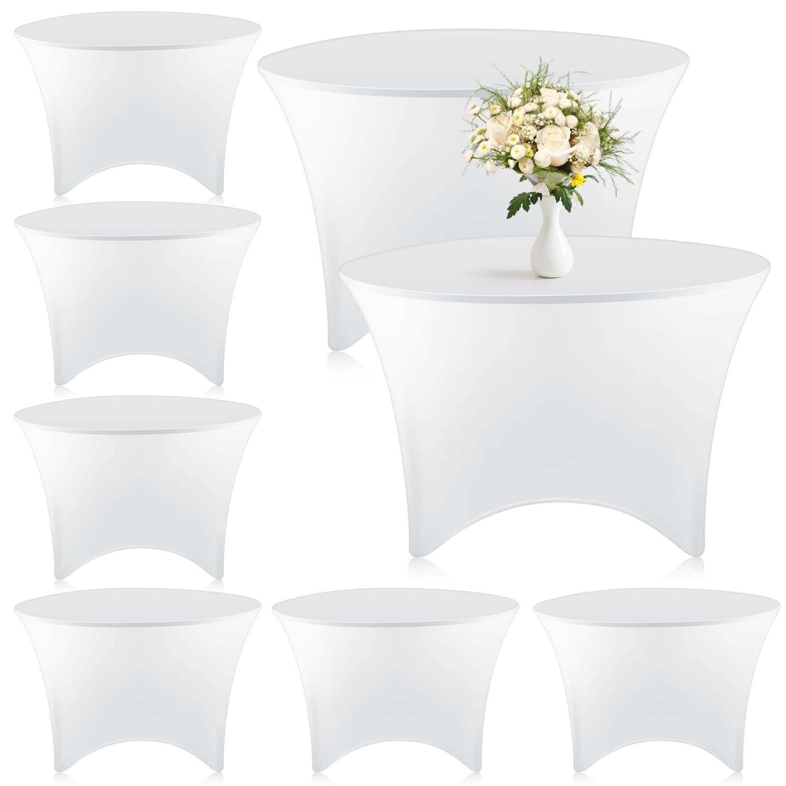 Amazon.com: Preboun 8 Pack Spandex Round Tablecloth Fitted Stretch ...