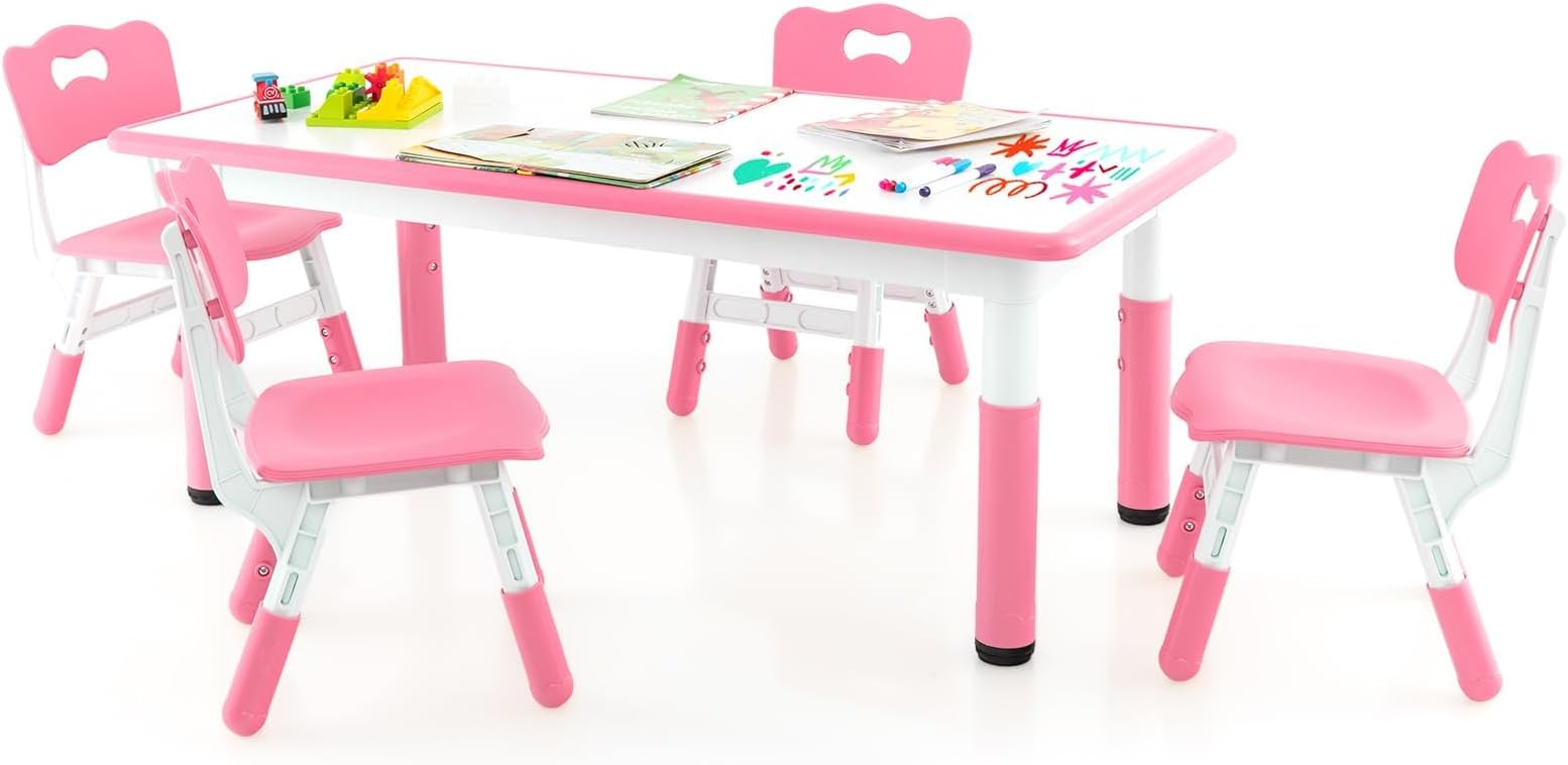 Amazon.com: HONEY JOY Kids Table and Chair Set, Height Adjustable ...