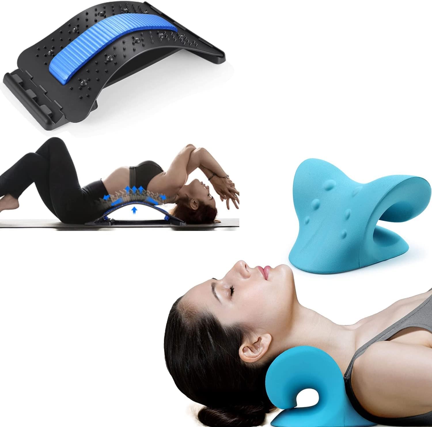 Buy Zhuqua Combo Neck Relaxer & Back Stretcher for Cervical Pain Pillow for Cervical Traction ...