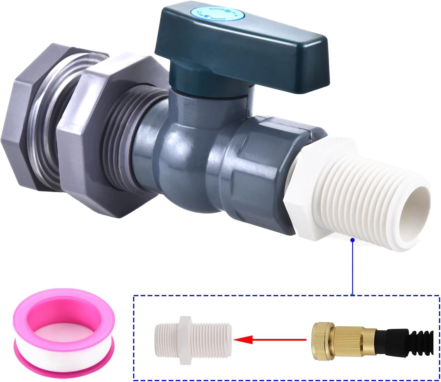 Amazon.com: 3/4 Inch Rain Barrel Spigot Kit - BILAL Water Barrel PVC ...