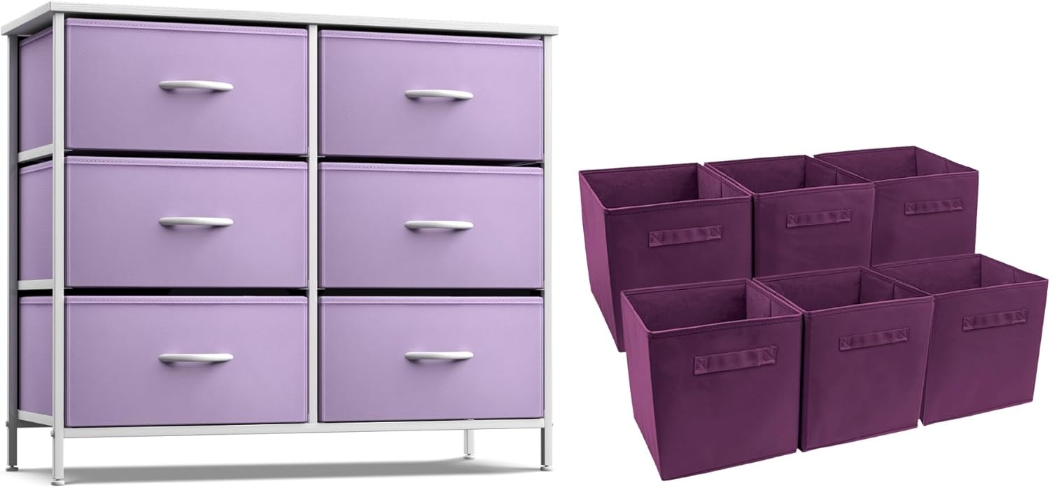 Amazon.com: Sorbus Kids Purple Dresser with 6 Drawers + 11 Inch Deep ...