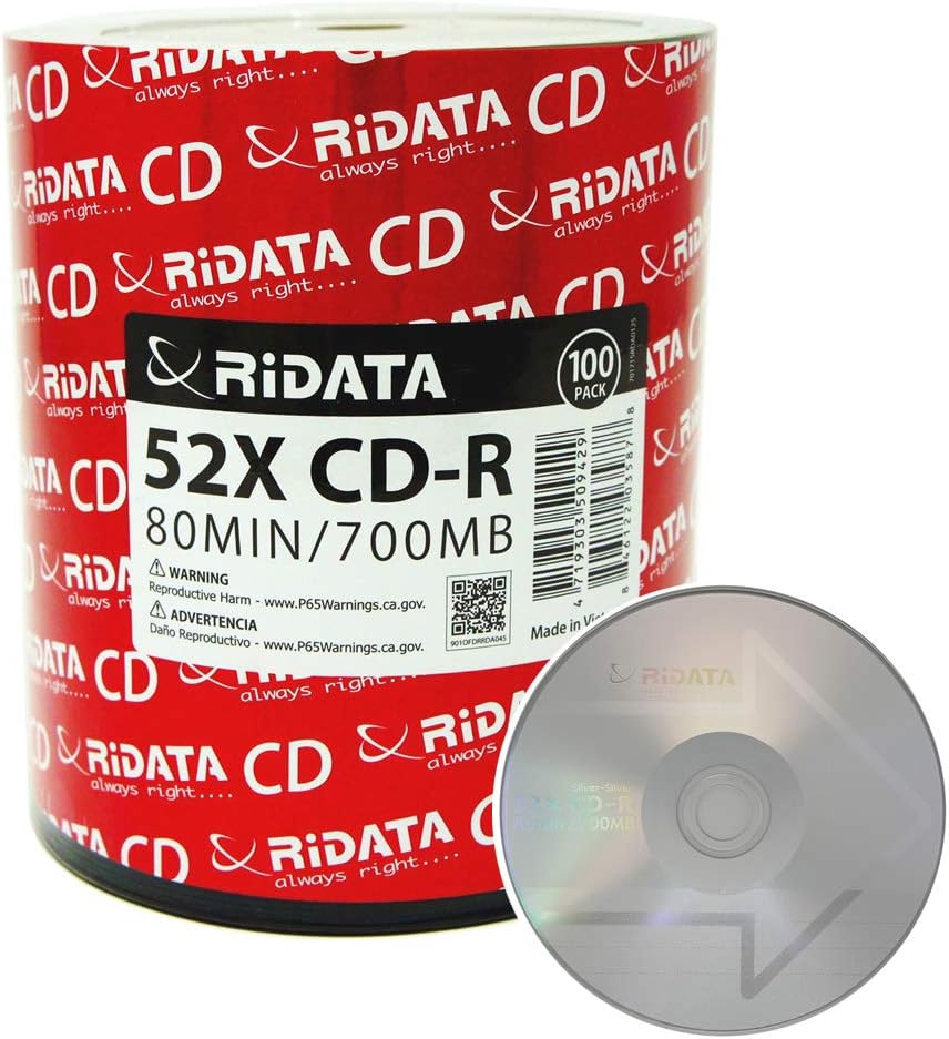 Amazon.co.jp: Ridata CD-R 52X 700MB 80分ロゴ 空白メディア記録可能ディスク 100枚パック : パソコン ...
