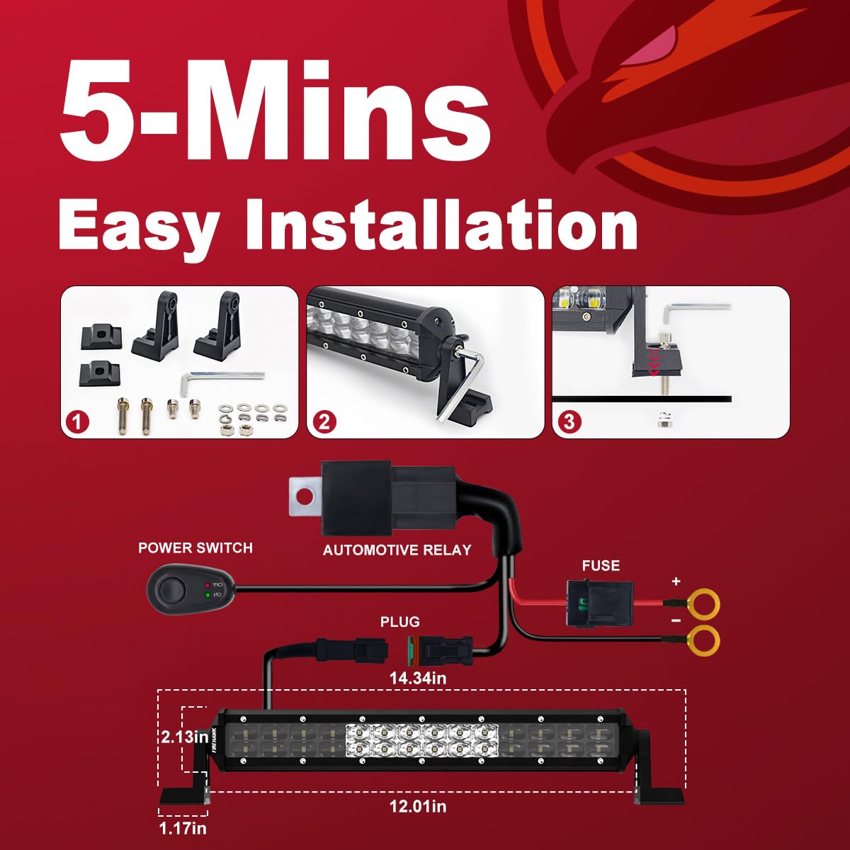 Snapklik.com : Firehawk LED Light Bar 12 Inch 40,000LM, 2026 New ...