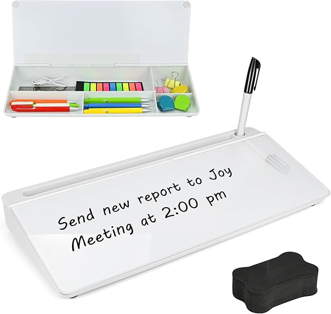 Desktop Glass Whiteboard, Dry Erase Desk Organizer, Small Desktop Memo ...