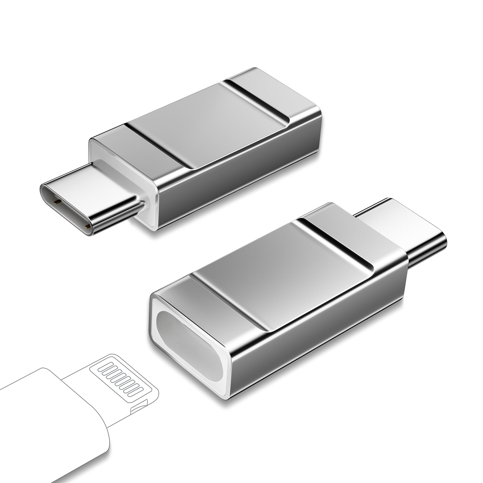Amazon.com: Lightning to USBC Adapter 2 Pack Lightning Female to USB C ...