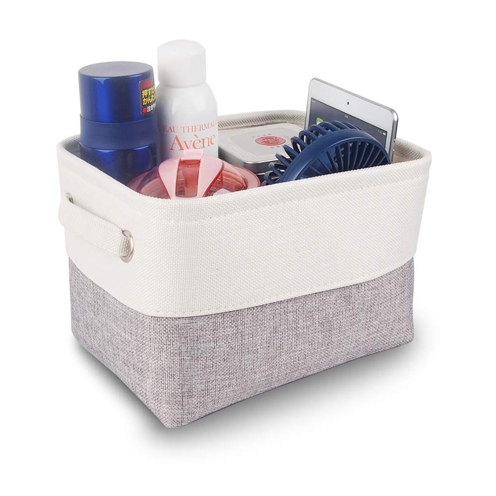 Mangata Small Canvas Storage Box, Fabric Storage Basket with Handles ...