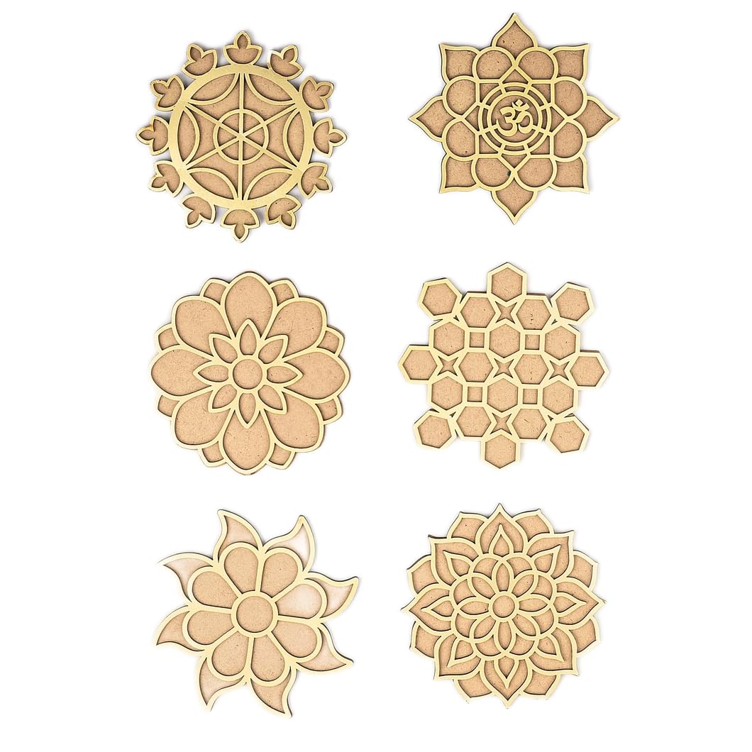 Buy TOTA Rangoli Stencils – 4X4 inch Set of 6 MDF Rangoli Colour ...