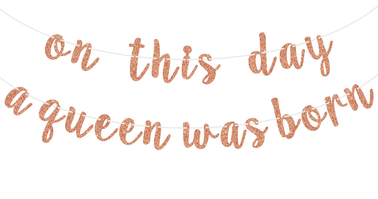 Amazon.com: On this Day a Queen was Born Banner, Happy Birthday Bunting ...