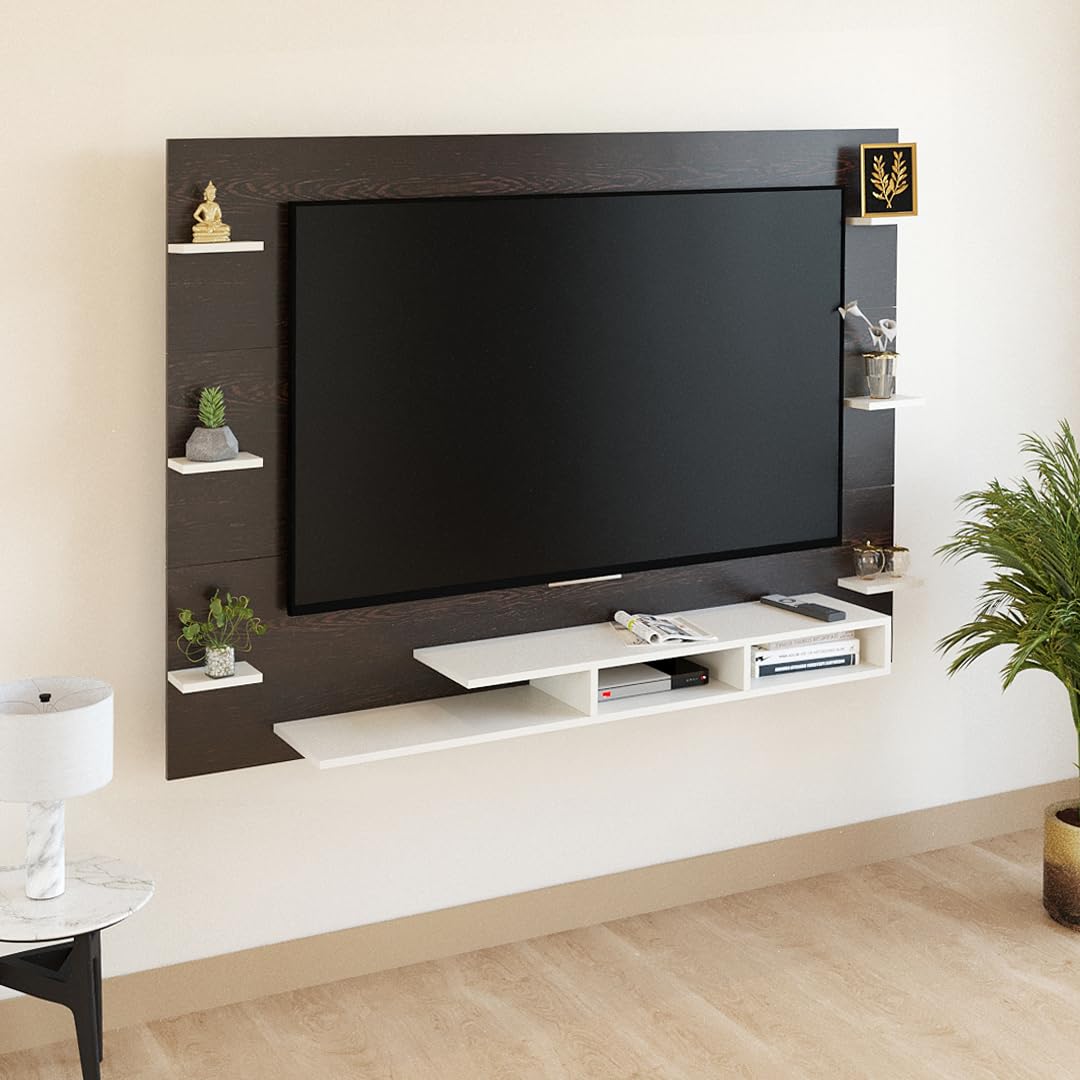 FURNEASER Harrison Engineered Wood Wall Mount TV Unit with Back Panel ...