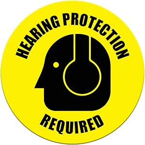 Amazon.com : Hearing Protection Required Floor Decals Yellow Black Anti ...