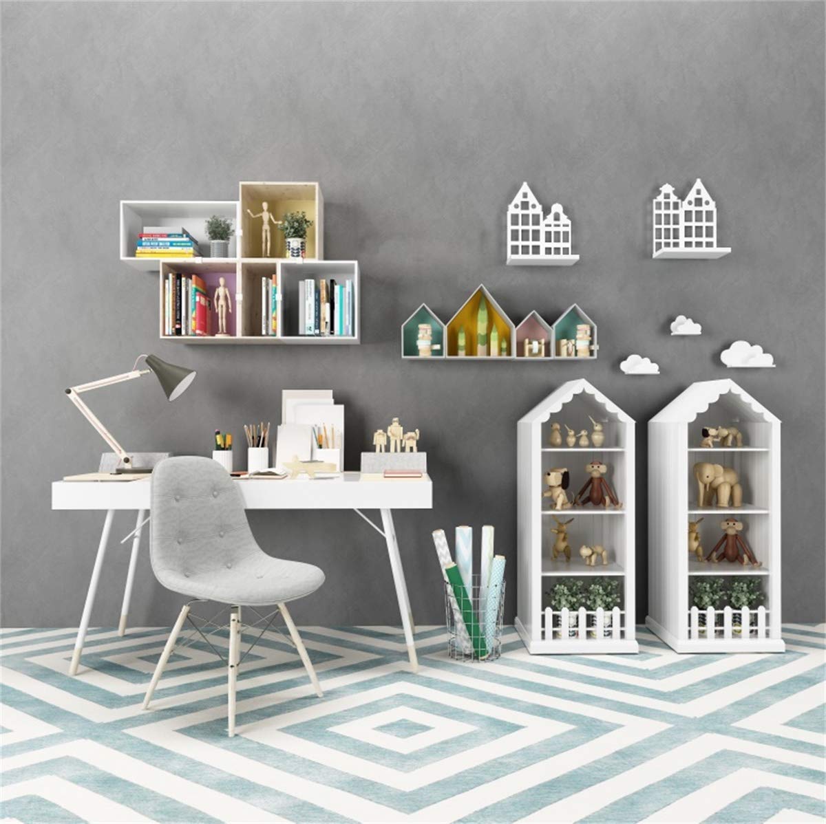 Buy YEELE Simple Study Room Interior Photography Backdrop 6.5x6.5ft ...