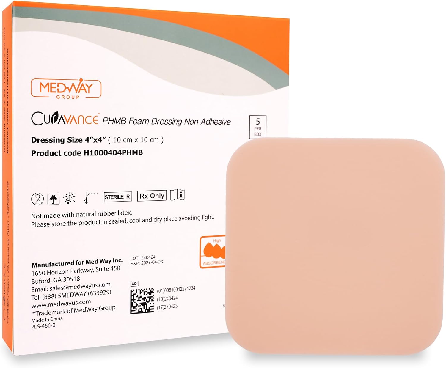 Amazon.com: MedVance PHMB Waterproof Non-Adhesive Hydrophilic Foam ...