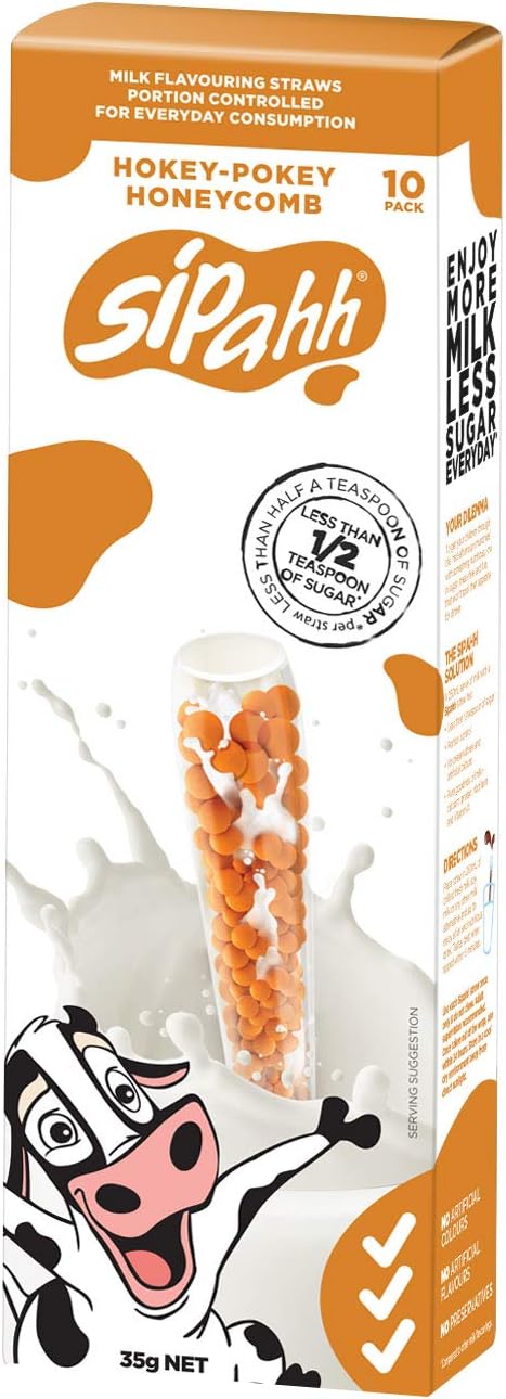 Sipahh Milk Flavor Straw Hokey-Pokey Honeycomb 10 Pack - 50% less Sugar ...