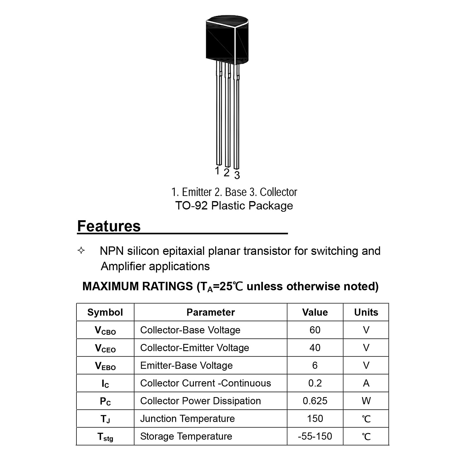 Snapklik.com : ALLECIN 2N3904 Transistors Silicon NPN General Purpose ...
