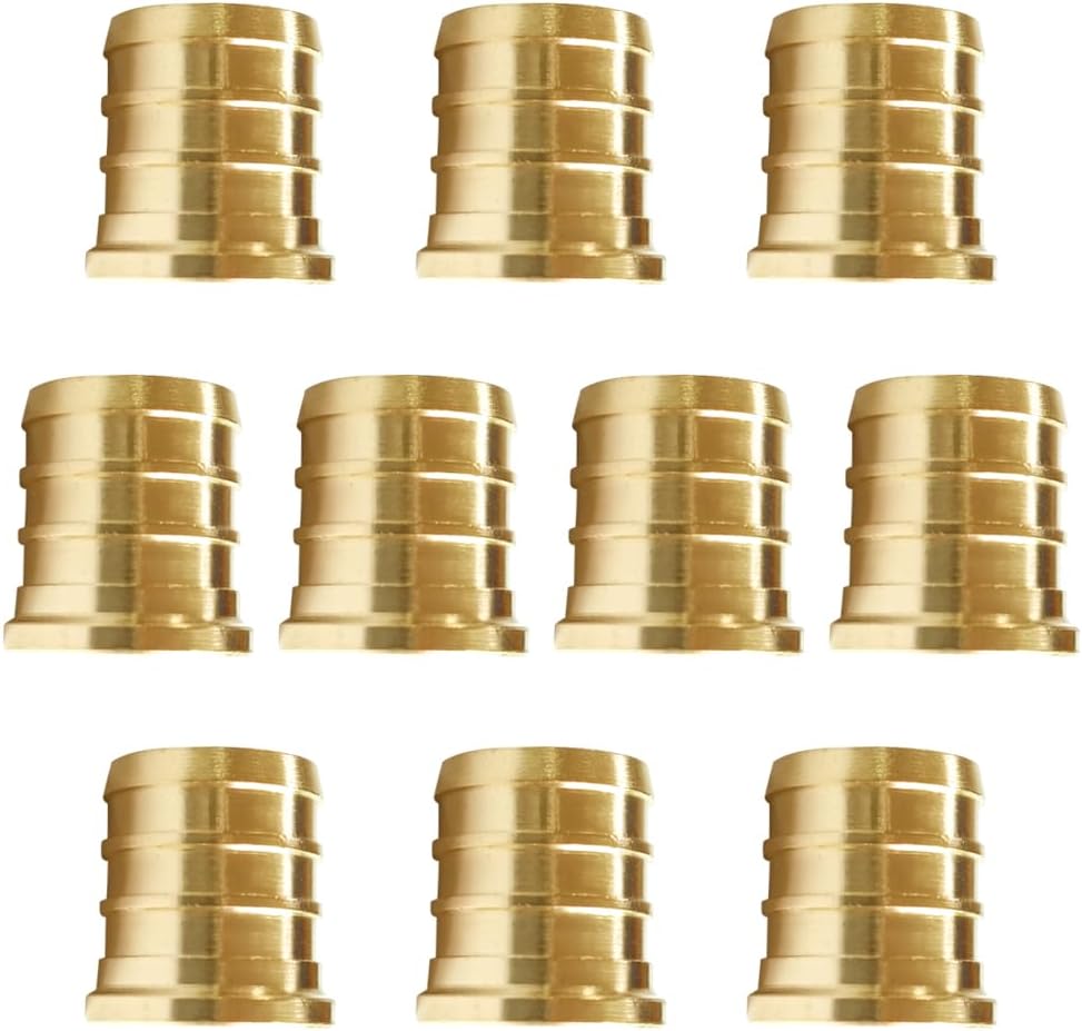 Joywayus 3/4" PEX Barb Plug End Cap Brass Crimp Fittings (Pack of 10 ...