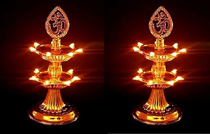 Buy 2 Layer Electric Diya Deepak Light Pooja Diya LED Light Mandir Diya ...
