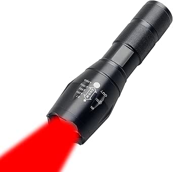 Souyos High Power Red LED Flashlight,Zoomable Long Range Red Hunting ...