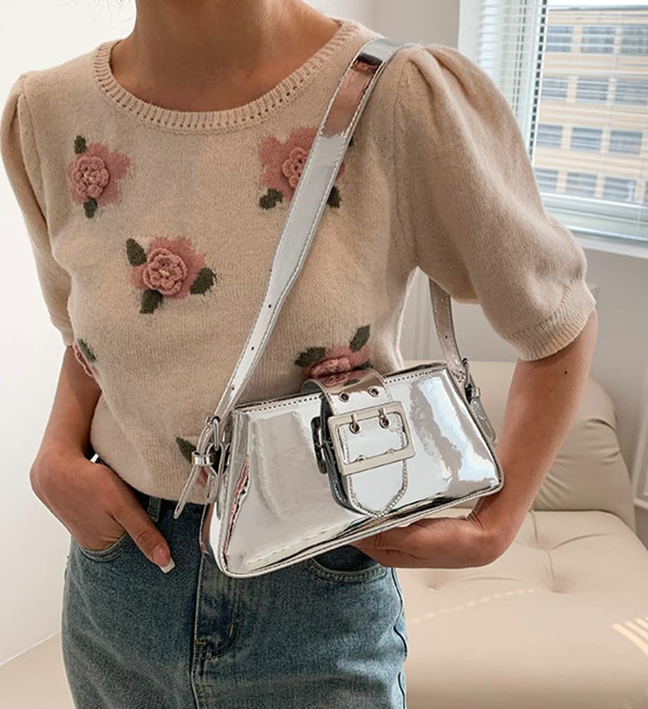 Women's Hobo Bag Crossbody Glossy PU Leather Shoulder Bags Paint ...