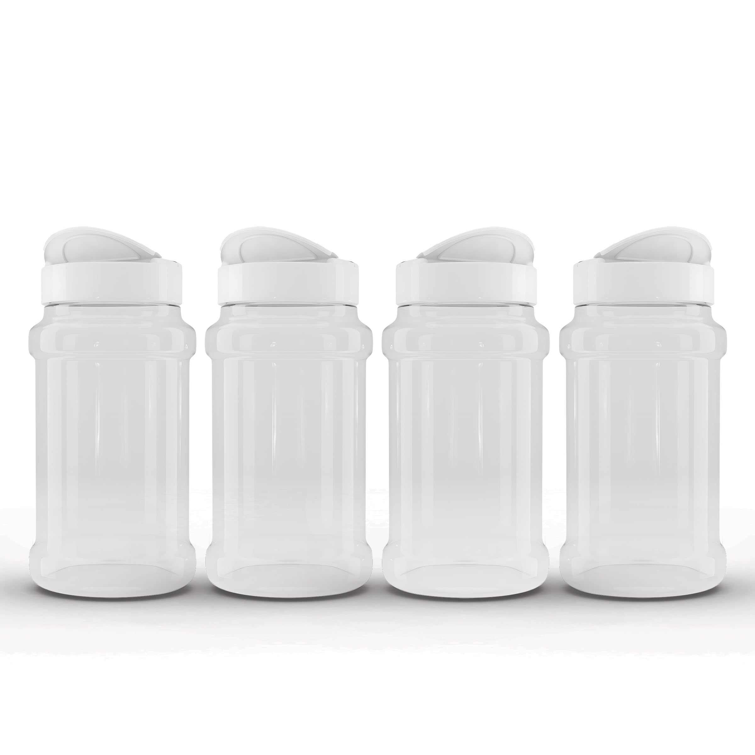 Palm Safe 4 x 500ml Clear Plastic Spice & Herbs Storage Jars with Shaker Lids - Large Food ...