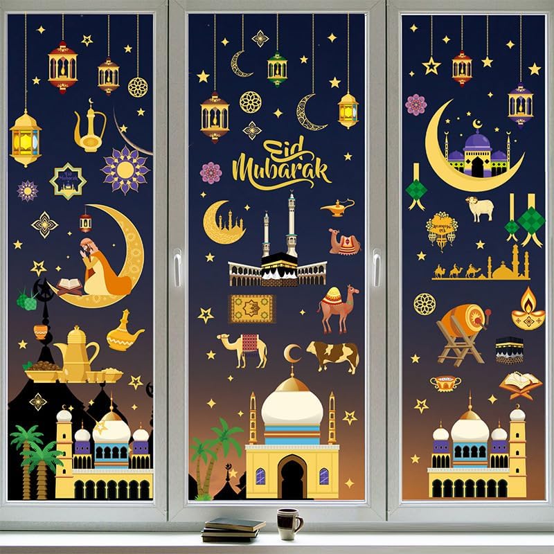 Amazon.de: Ramadan Fensterbilder, 9 Seiten Eid Mubarak Fensterbild Set (Insgesamt 154 Stück ...