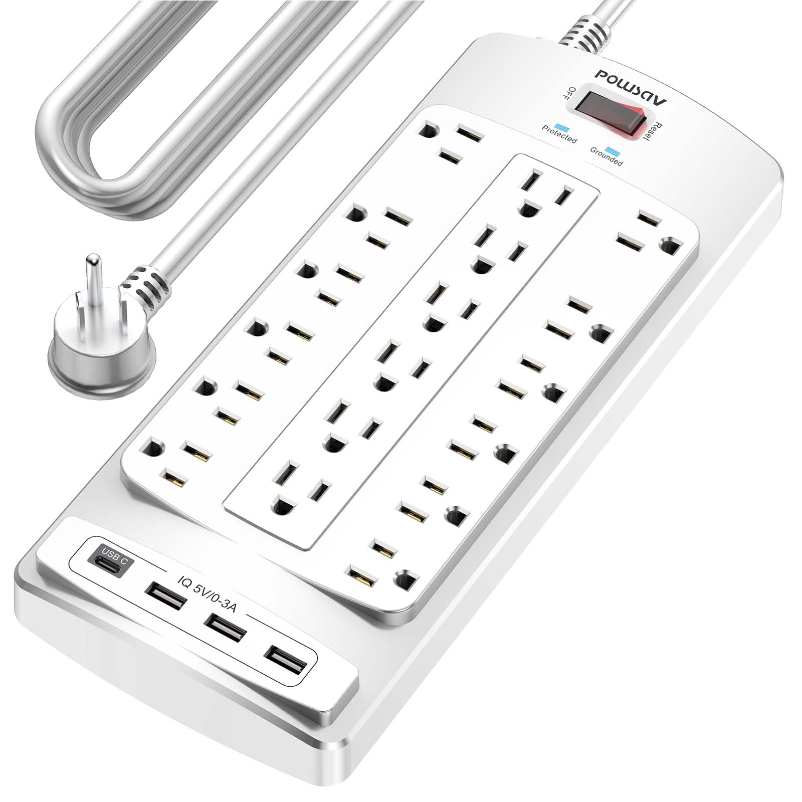 Amazon.com: 18 Outlets Surge Protector Power Strip - 20 Feet Flat Plug ...