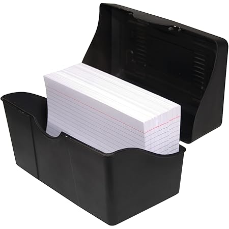 Amazon.com : Plastic Index Card Holder, Flip Top File Box Holds 300 4 x ...