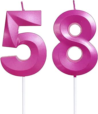 Amazon.com: 2.76" 58th 85th Number Candles Birthday Gifts for Women Men ...